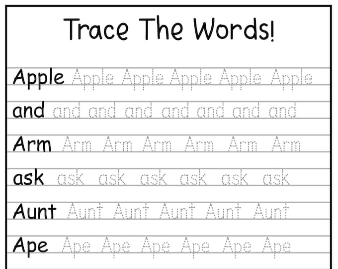 9 Printable Rhyme Word Tracing & Writing Practice Worksheets! Practice ...