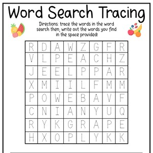 7 Printable Word Search & Trace Writing Practice! Search, Trace and ...