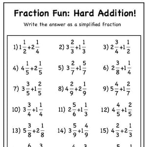 Mixed Fraction Addition Worksheets for Kids 7-11 | Engaging Math ...