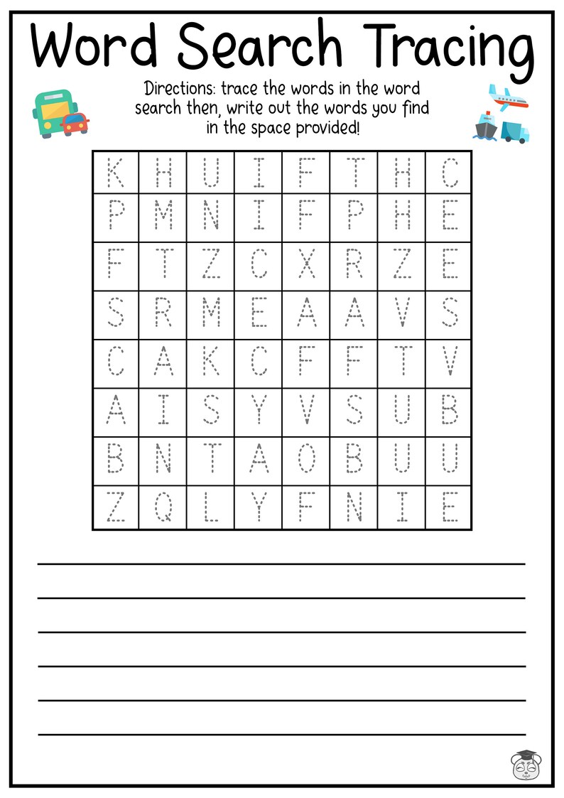 7 Printable Word Search & Trace Writing Practice! Search, Trace and ...