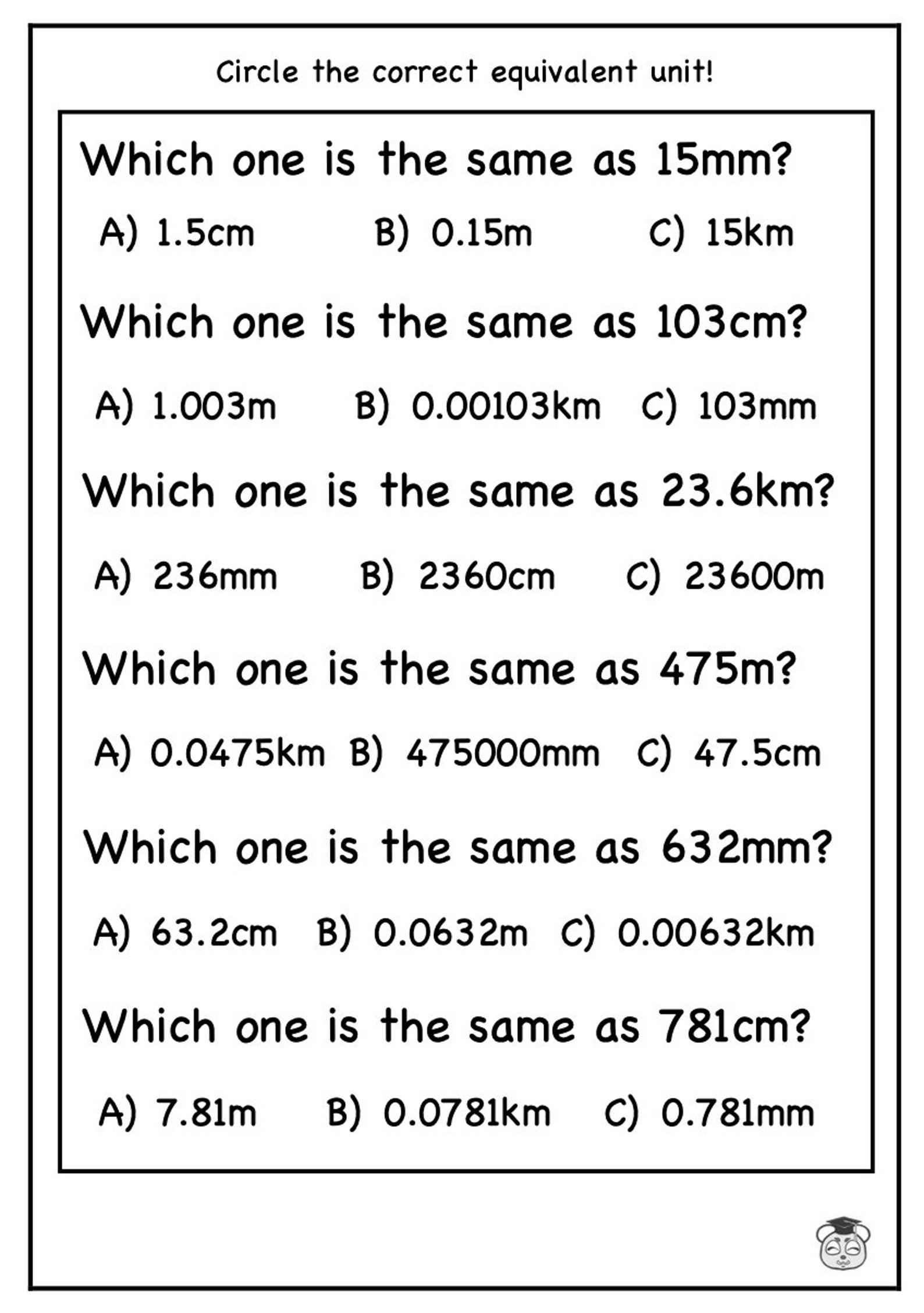 7 Page Printable Mastering Metric Length Conversion: Solve, Compare, Convert Units (ages 6-11 ...