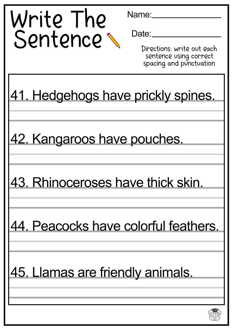 11 Printable Sentence Writing English Worksheets! Improve Reading and ...