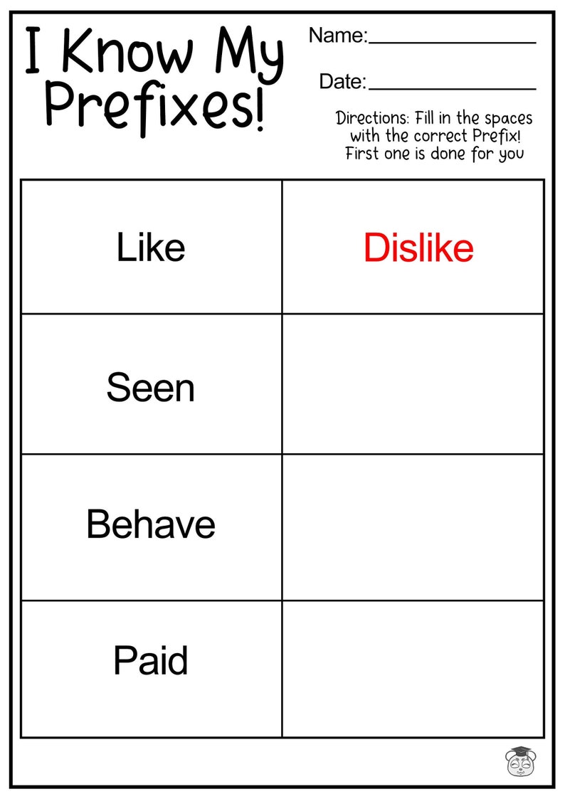 10 Printable Fill in the Prefixes English Worksheets! Boost Vocabulary ...
