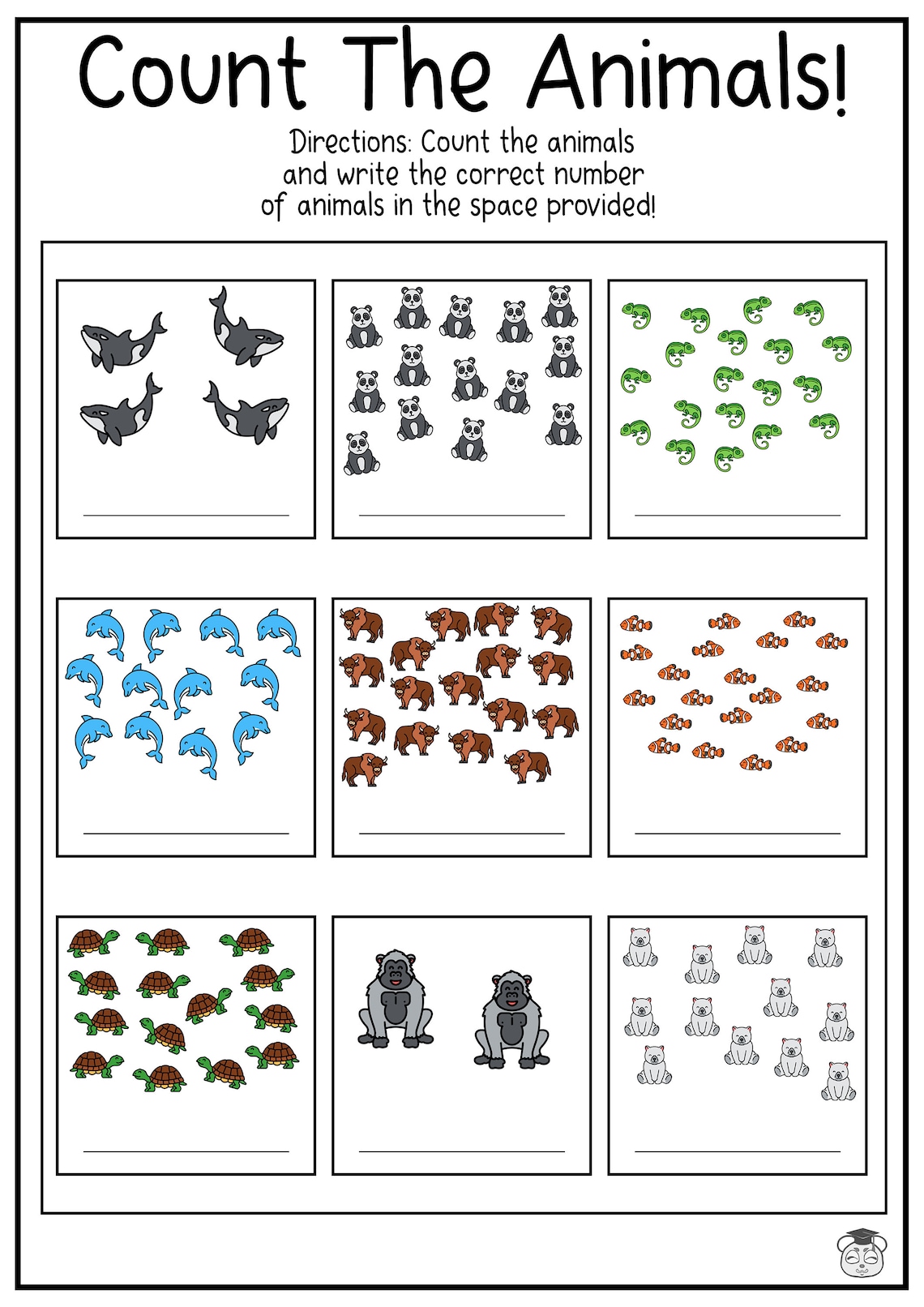 6 Printable Animal Counting Math Worksheets! Children's Counting ...