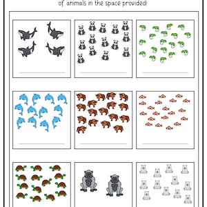 6 Printable Animal Counting Math Worksheets! Children's Counting ...