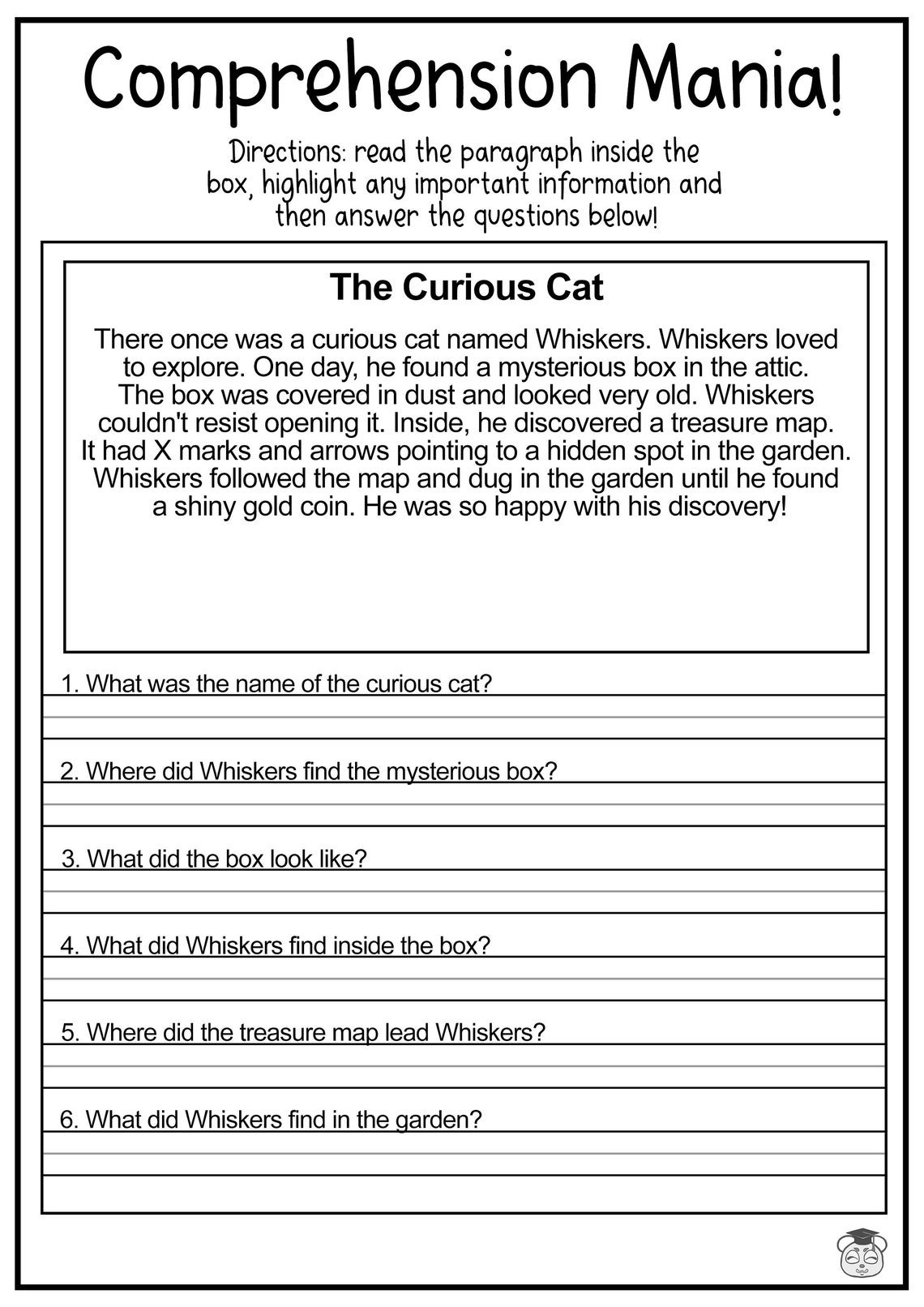10 Printable Reading Comprehension English Worksheets! Comprehension ...