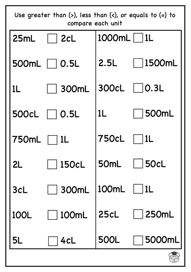 7 Page Printable Mastering Metric Capacity Conversion: Solve, Compare ...