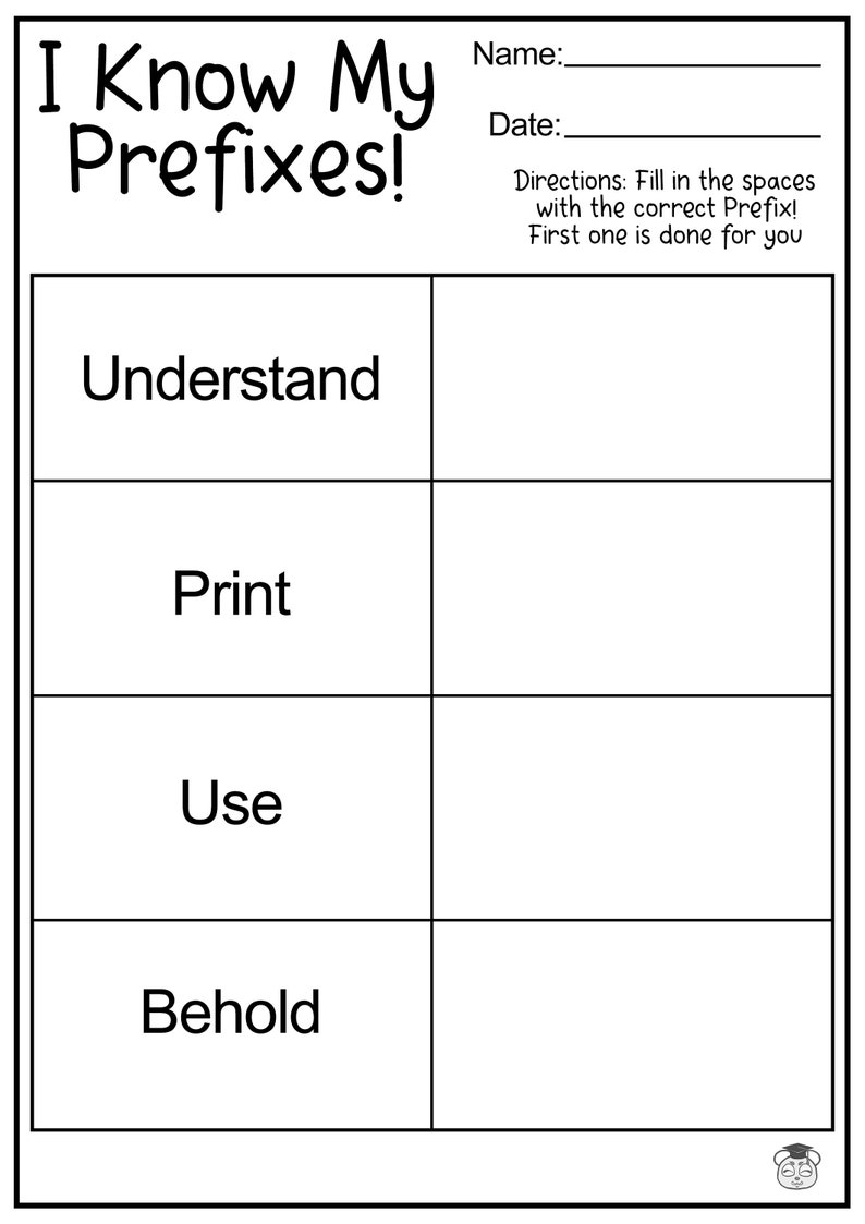 10 Printable Fill in the Prefixes English Worksheets! Boost Vocabulary ...