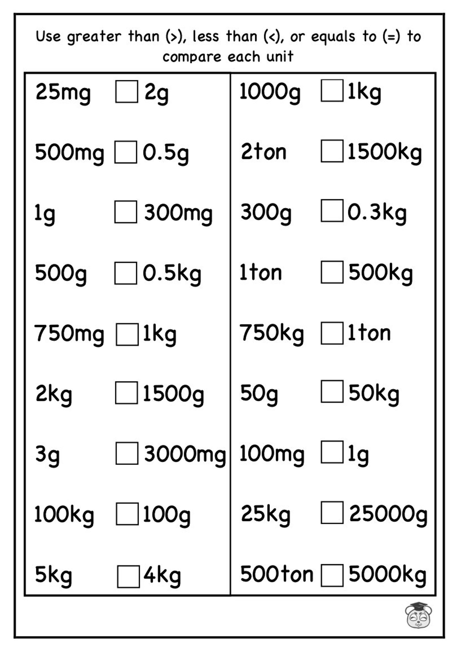 7 Page Printable Mastering Metric Mass Conversion: Solve, Compare ...