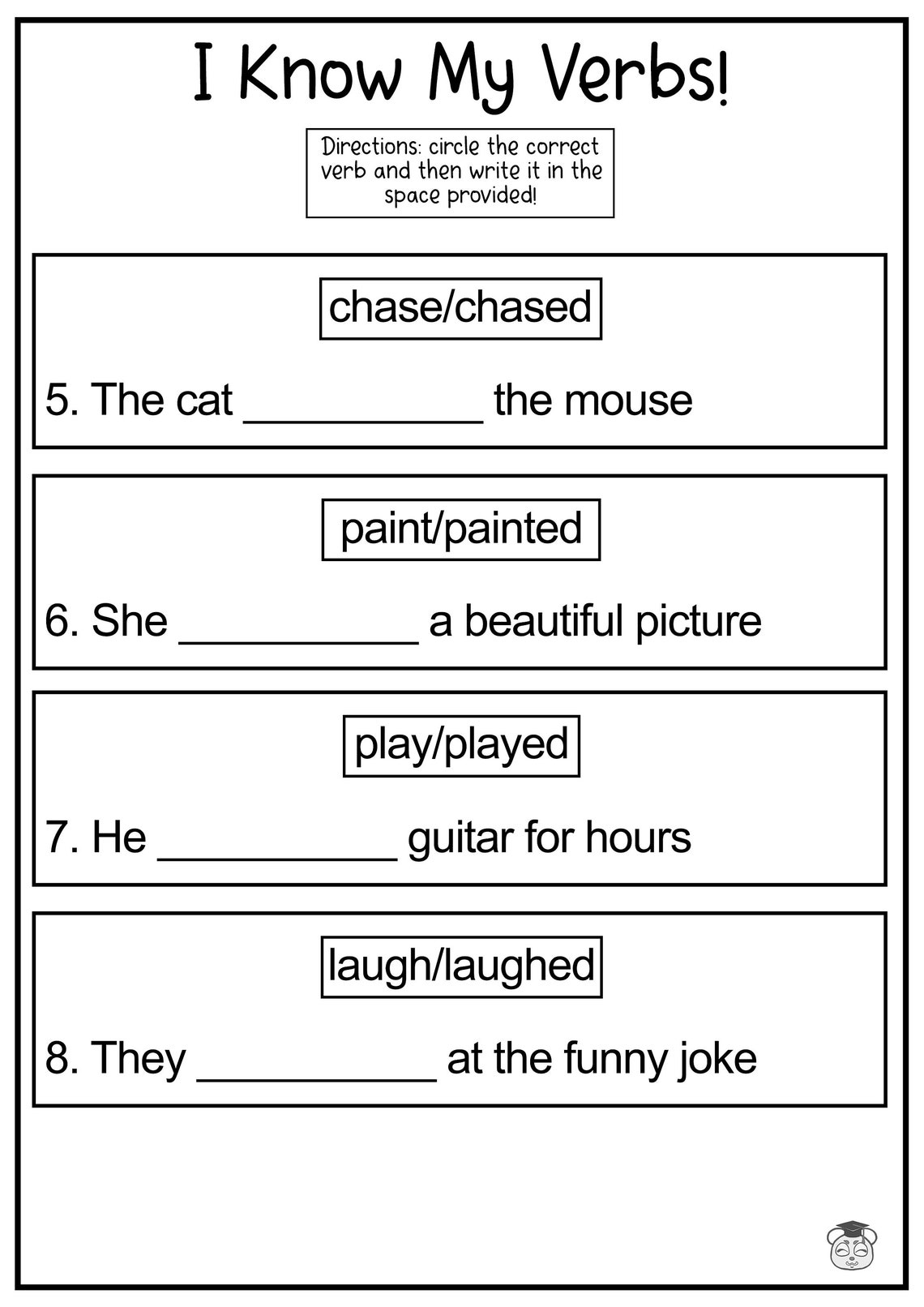 8 Printable Interactive Verb English Worksheets! Fill in the Blank ...