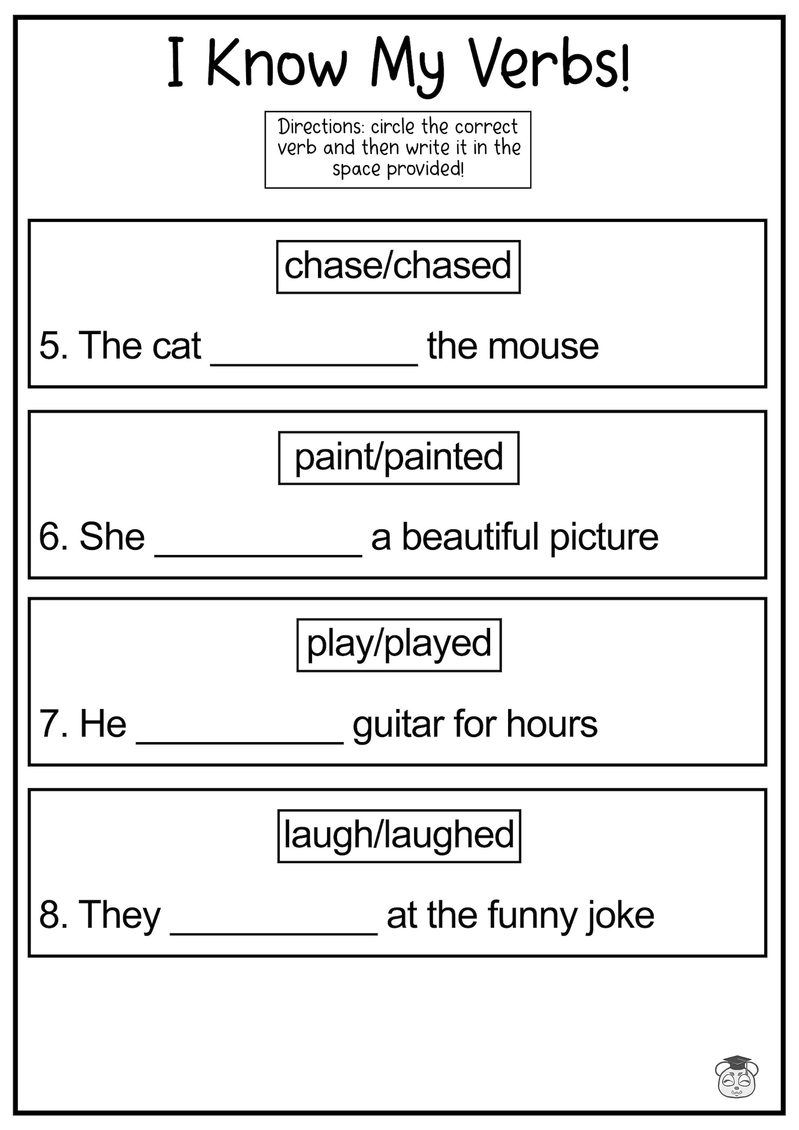 8 Printable Interactive Verb English Worksheets! Fill in the Blank ...