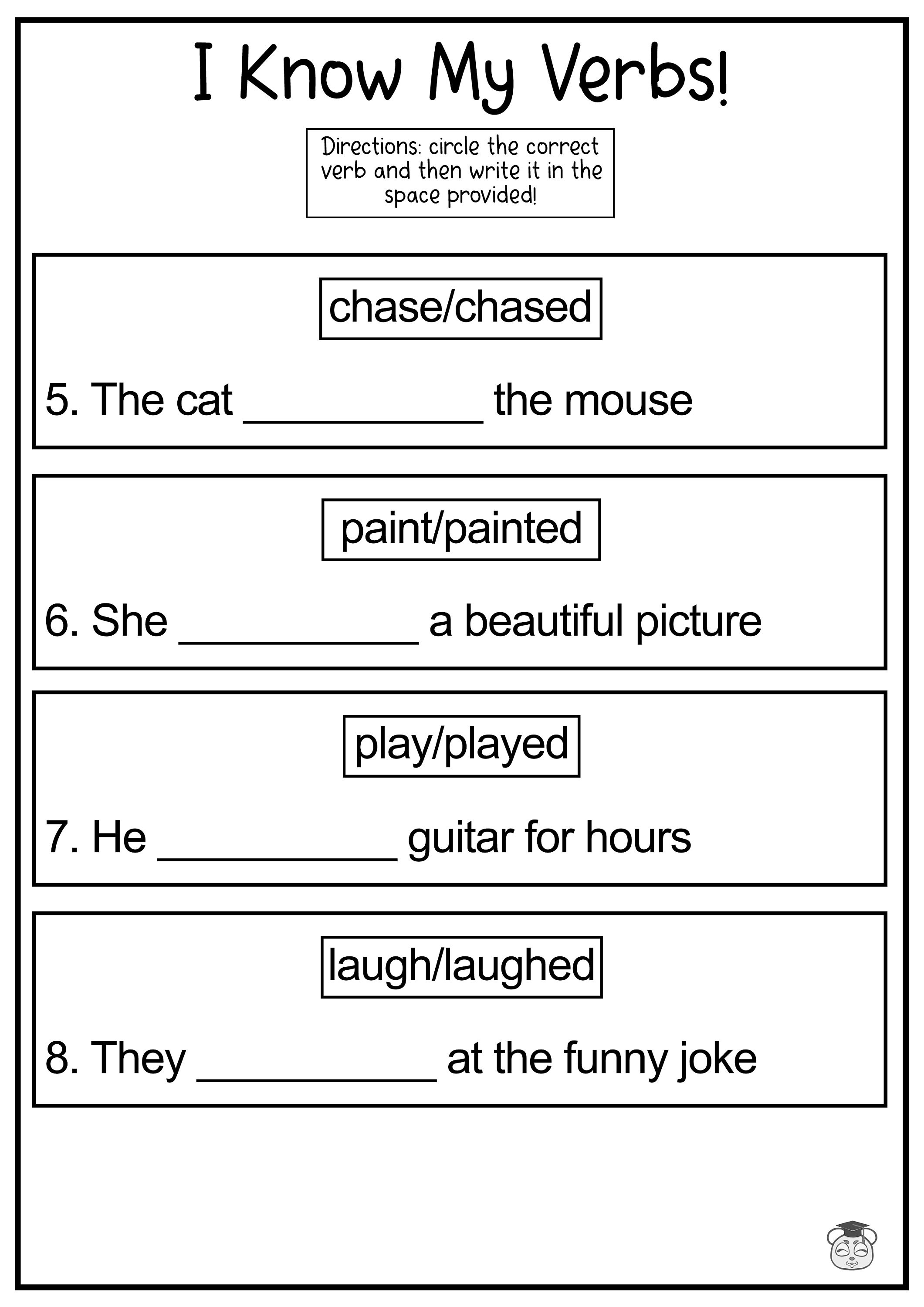 8 Printable Interactive Verb English Worksheets! Fill in the Blank ...