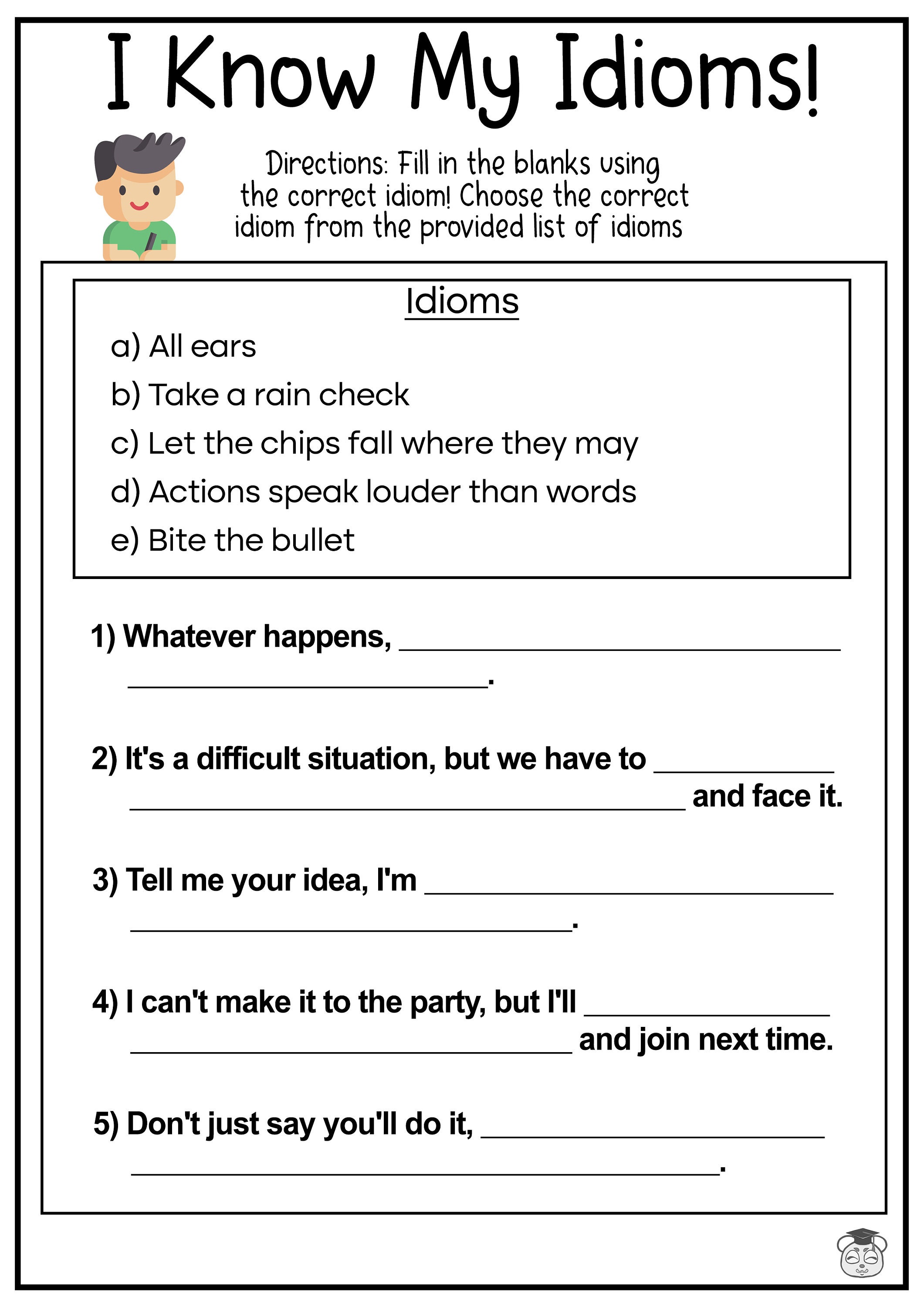 Idiom Worksheets Say What Idioms Adages And Proverbs Figurative
