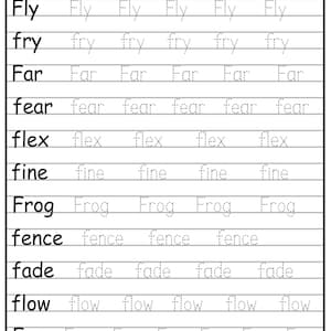 24 Printable Trace the Words Worksheet! Alphabetical, A-Z, Capital and ...
