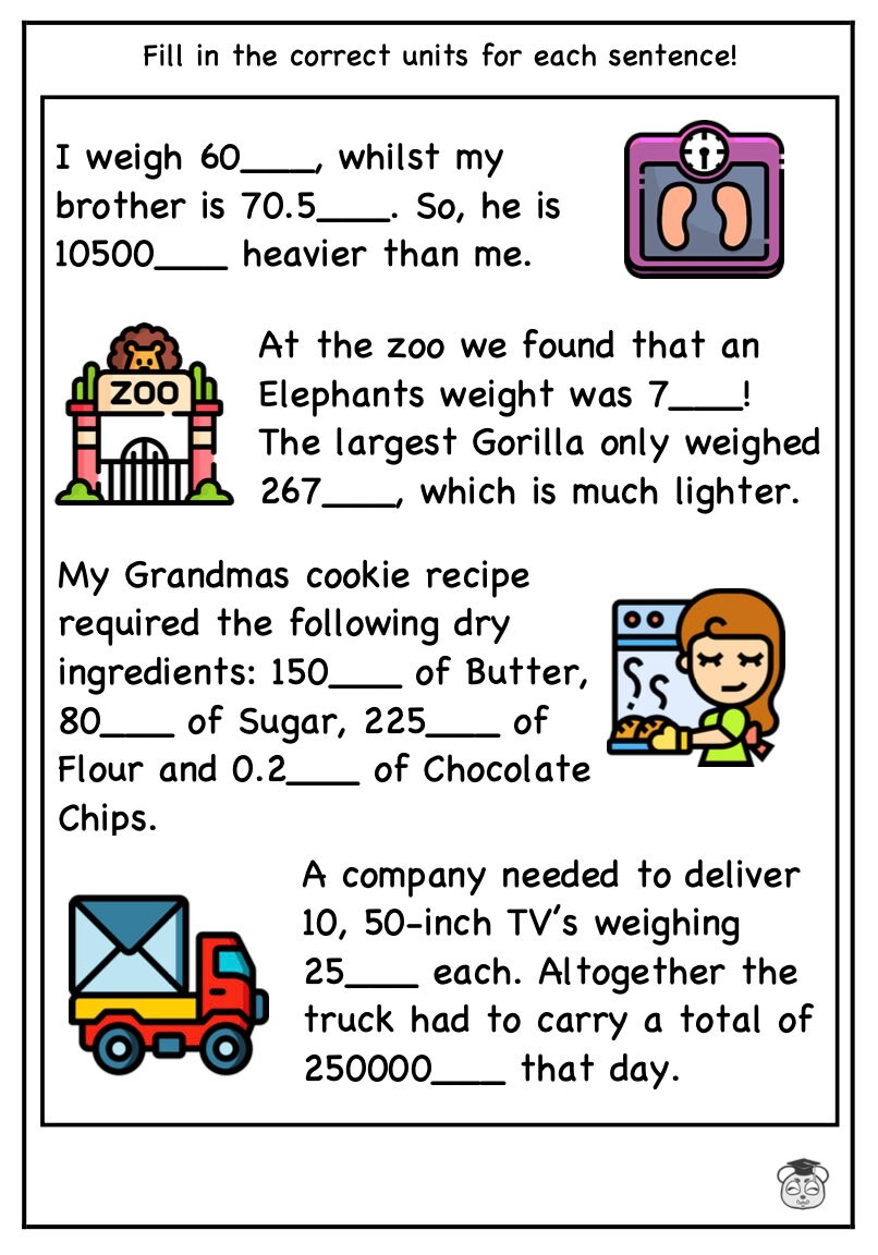 7 Page Printable Mastering Metric Mass Conversion: Solve, Compare ...