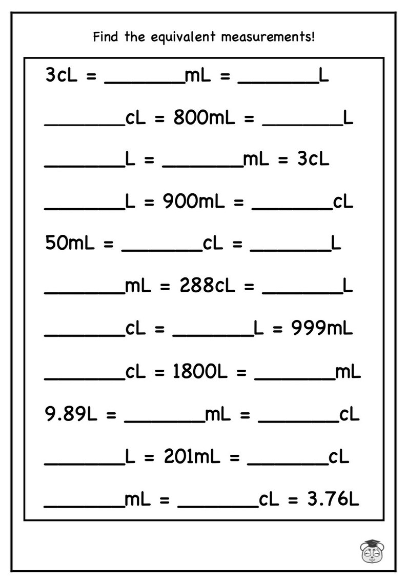 7 Page Printable Mastering Metric Capacity Conversion: Solve, Compare ...