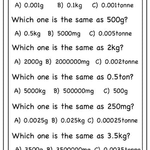 7 Page Printable Mastering Metric Mass Conversion: Solve, Compare ...