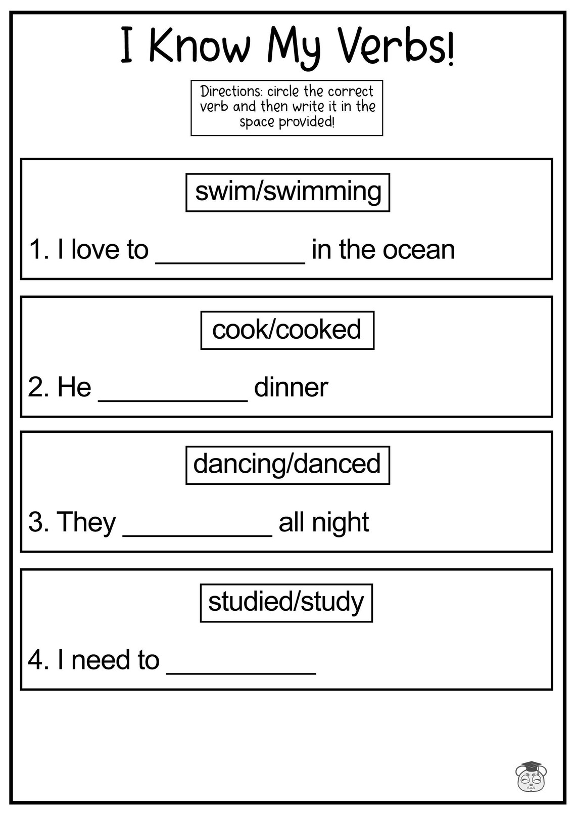 8 Printable Interactive Verb English Worksheets! Fill in the Blank ...