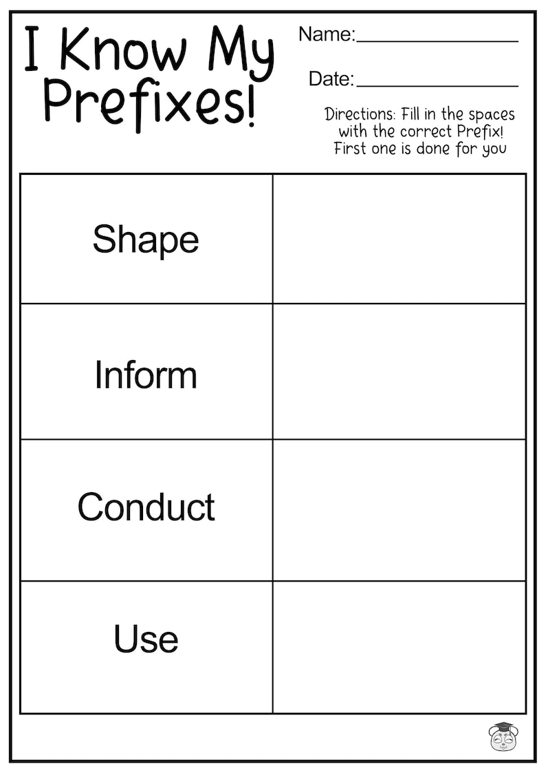 10 Printable Fill in the Prefixes English Worksheets! Boost Vocabulary ...