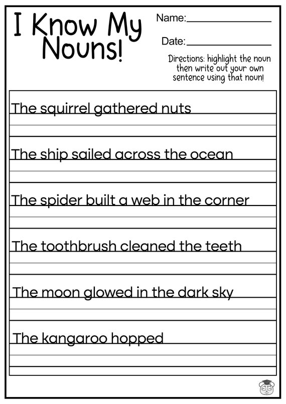 2nd Grade English Worksheets Nouns CCSS Grammar For 1st Grade
