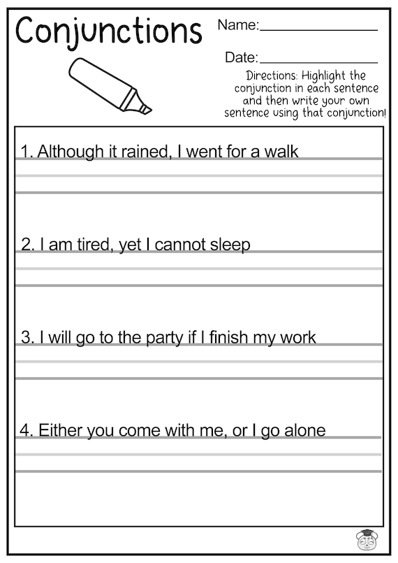 Conjunction Worksheets Conjunctions Worksheet Conjunction Worksheets