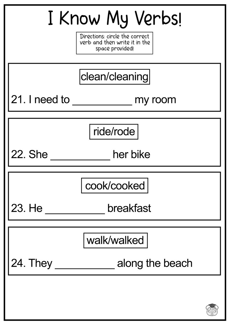 8 Printable Interactive Verb English Worksheets! Fill in the Blank ...