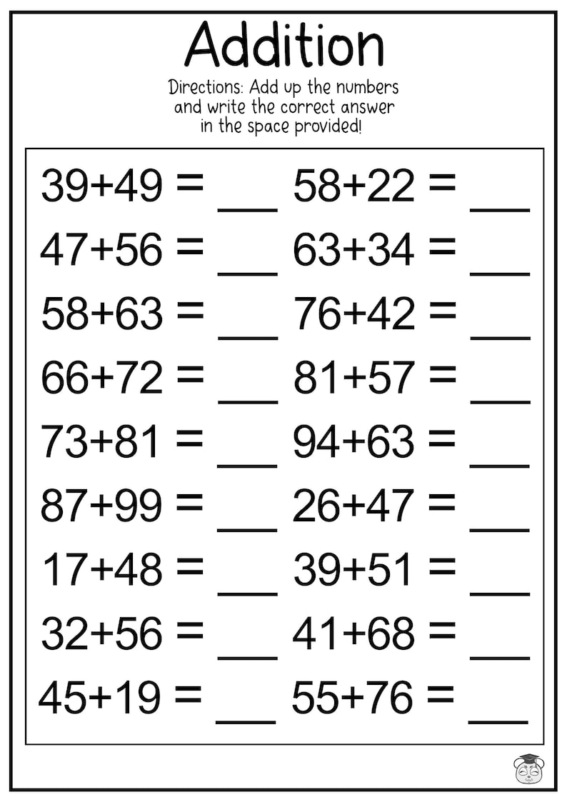 10 Printable Addition Math Worksheets Addition Practice Using - Etsy UK
