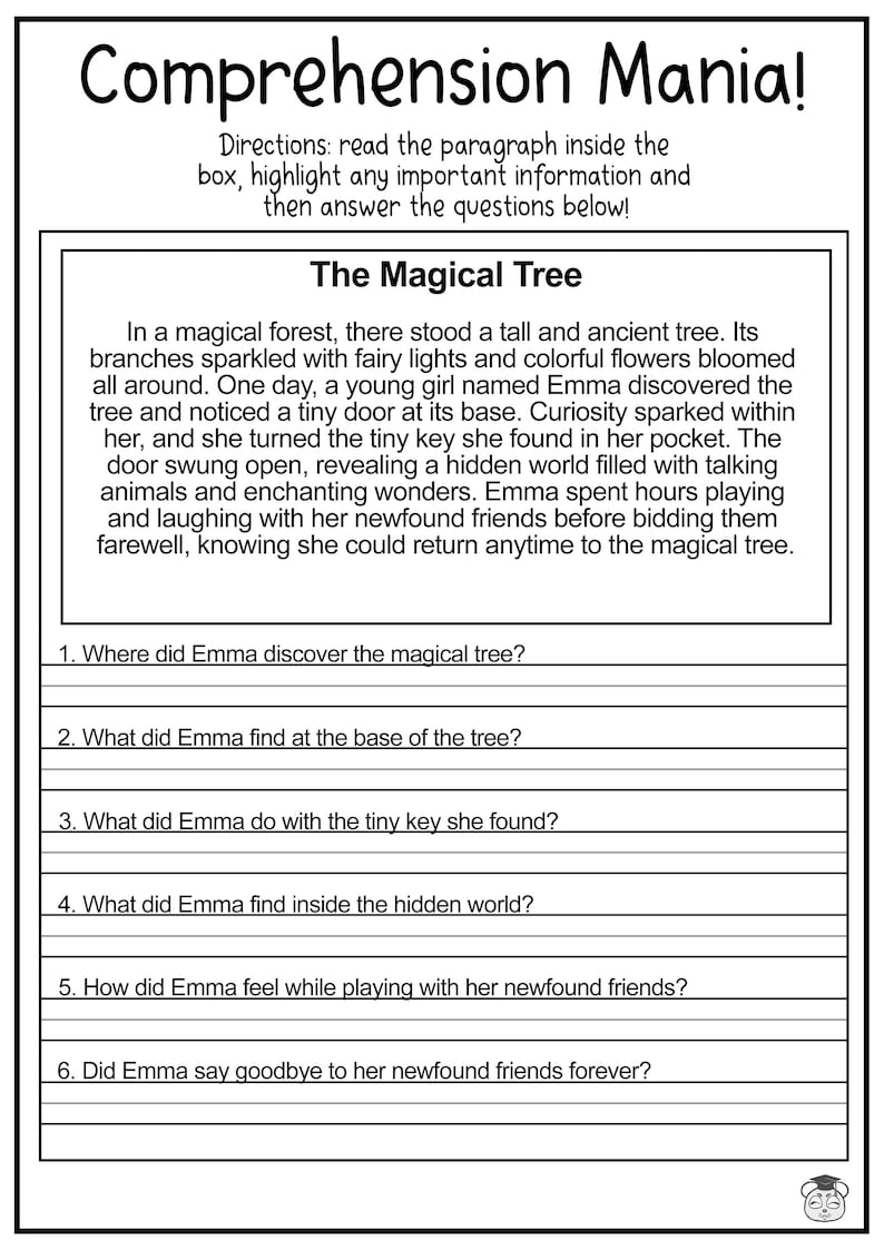 10 Printable Reading Comprehension English Worksheets! Comprehension ...