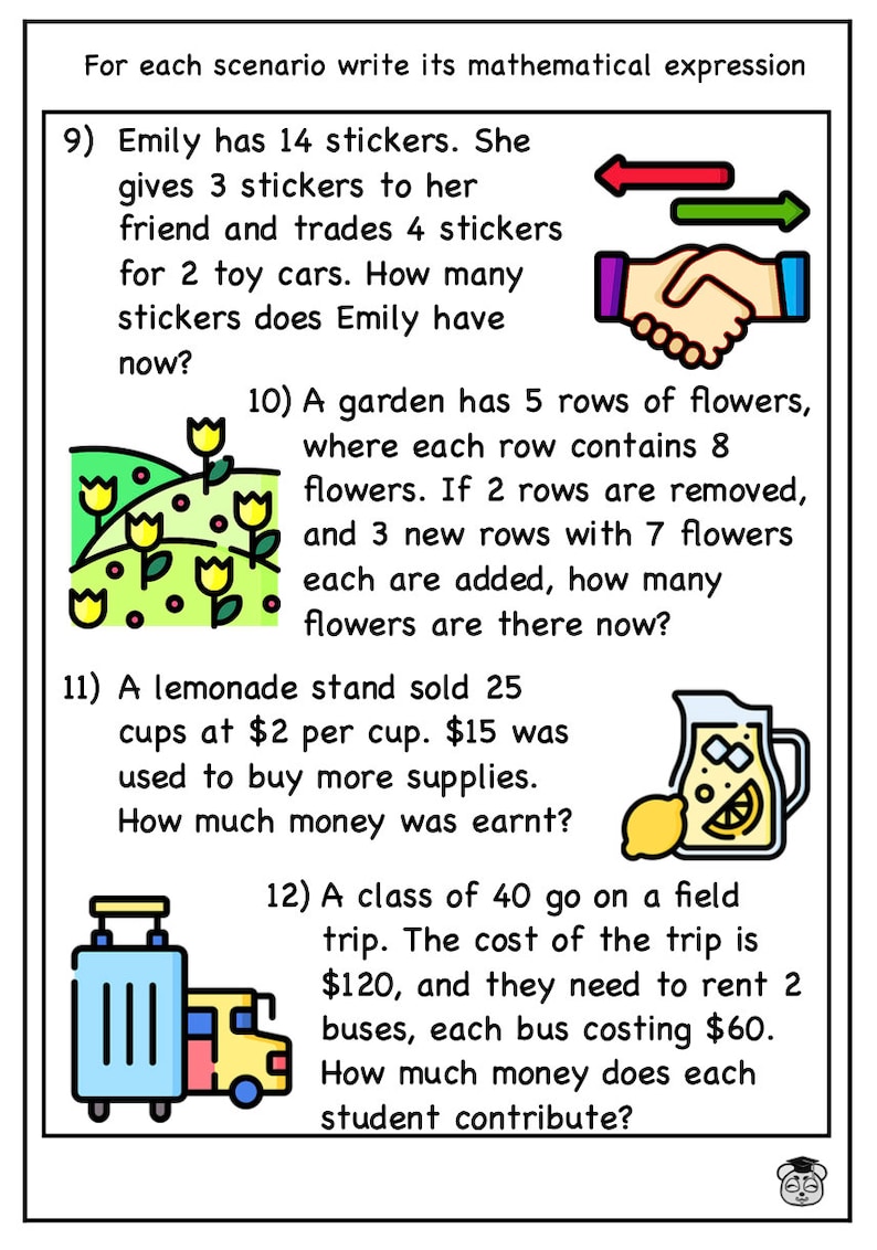 10 Page Printable Engaging BIDMAS Challenge: Solve Medium Word Problems ...