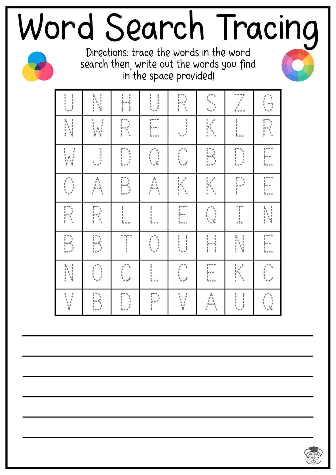 7 Printable Word Search & Trace Writing Practice! Search, Trace and ...
