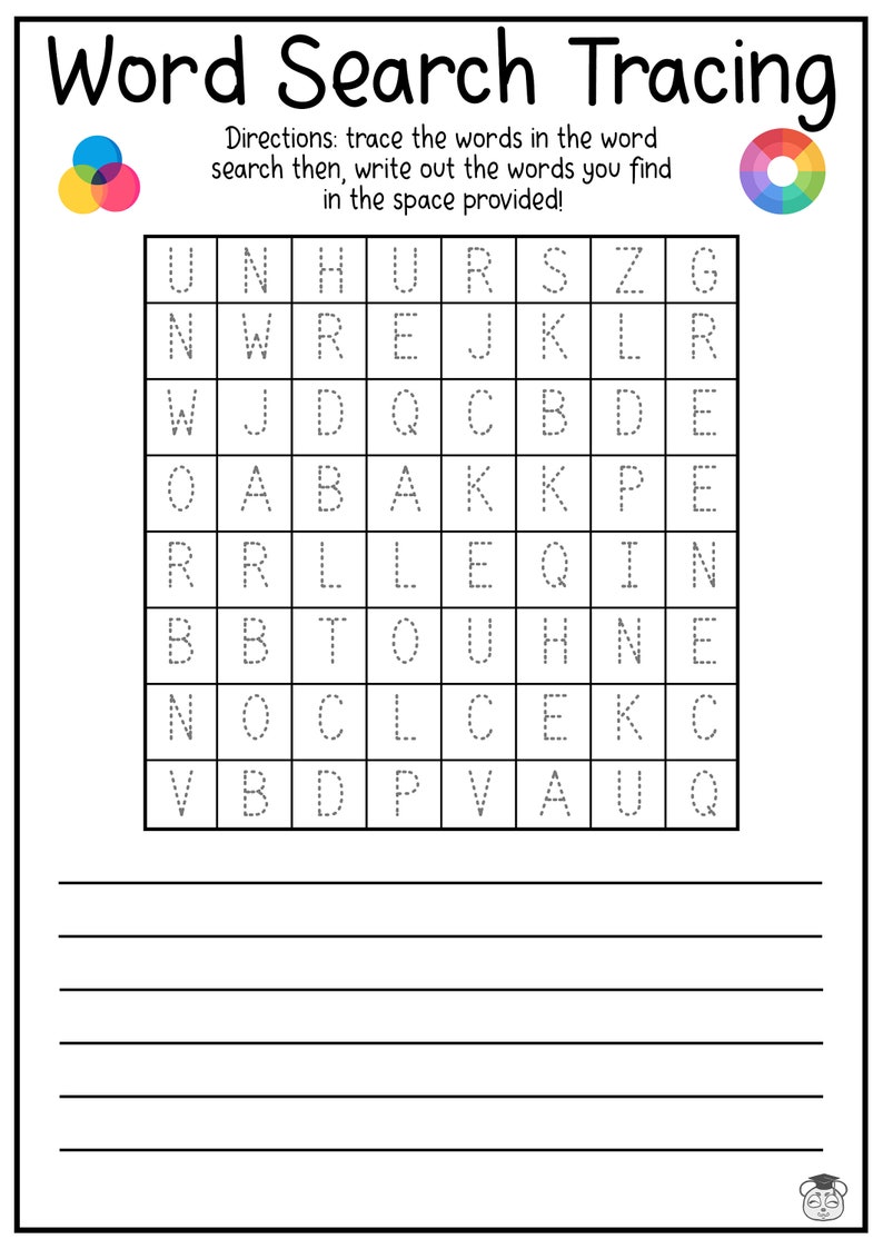 7 Printable Word Search & Trace Writing Practice! Search, Trace and ...