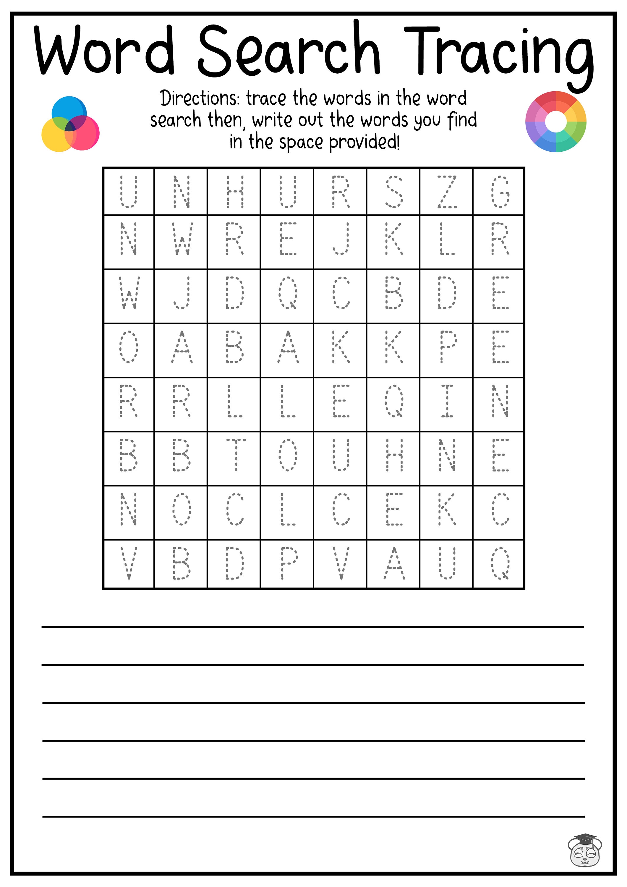 7 Printable Word Search & Trace Writing Practice! Search, Trace and ...