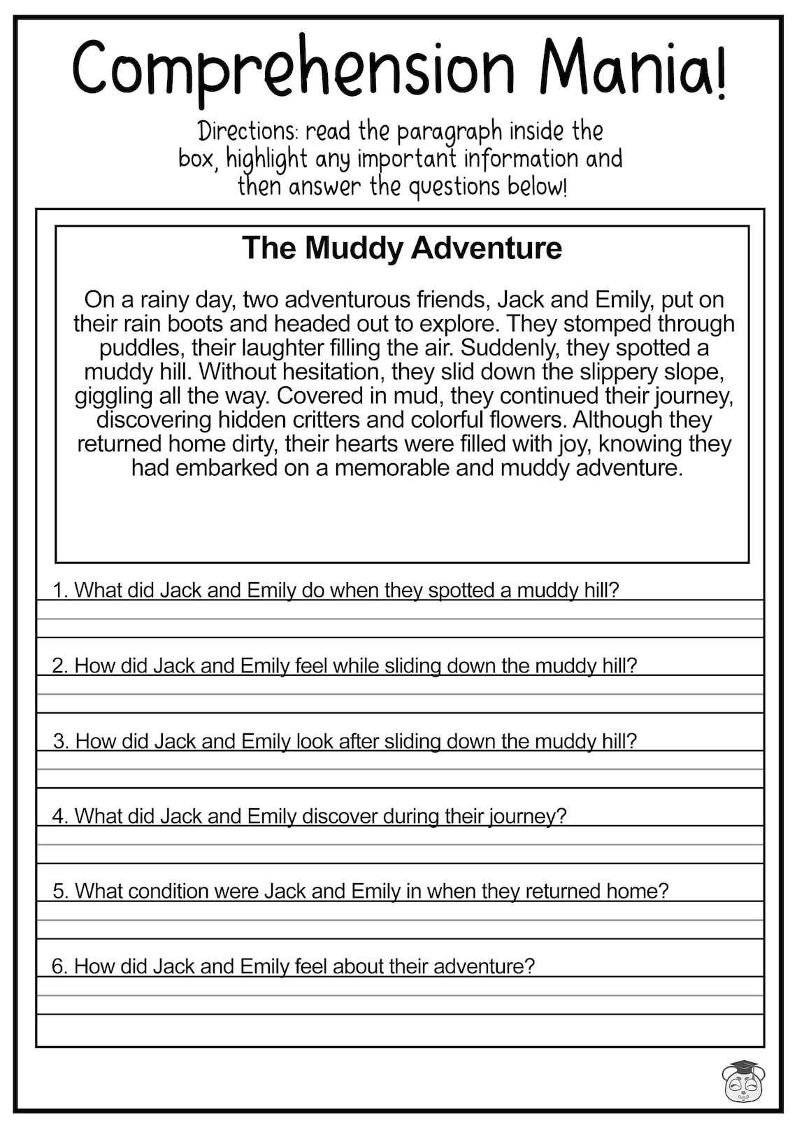 10 Printable Reading Comprehension English Worksheets! Comprehension ...