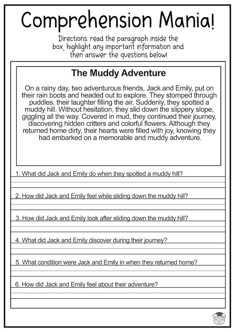 10 Printable Reading Comprehension English Worksheets! Comprehension ...