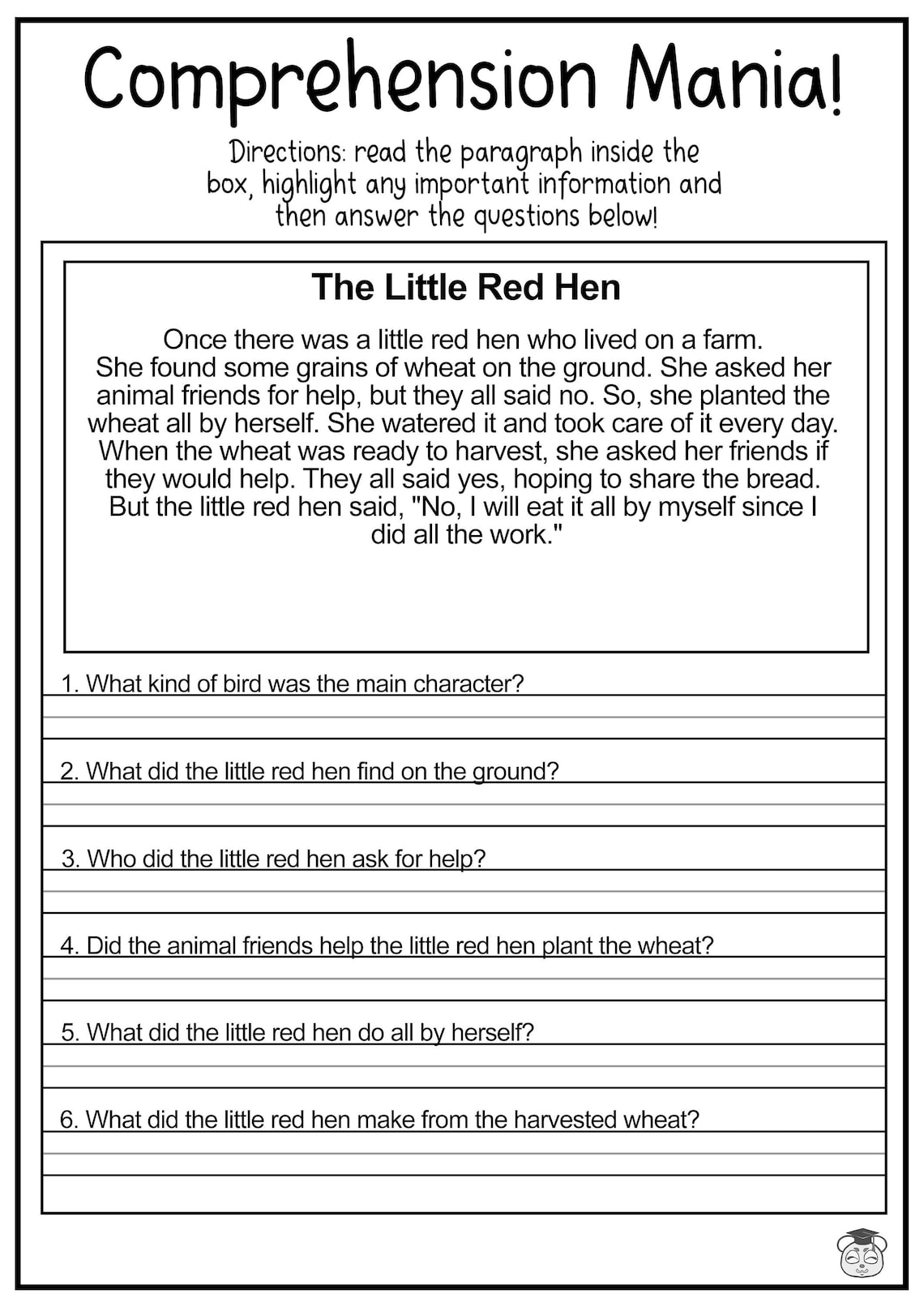 10 Printable Reading Comprehension English Worksheets! Comprehension ...