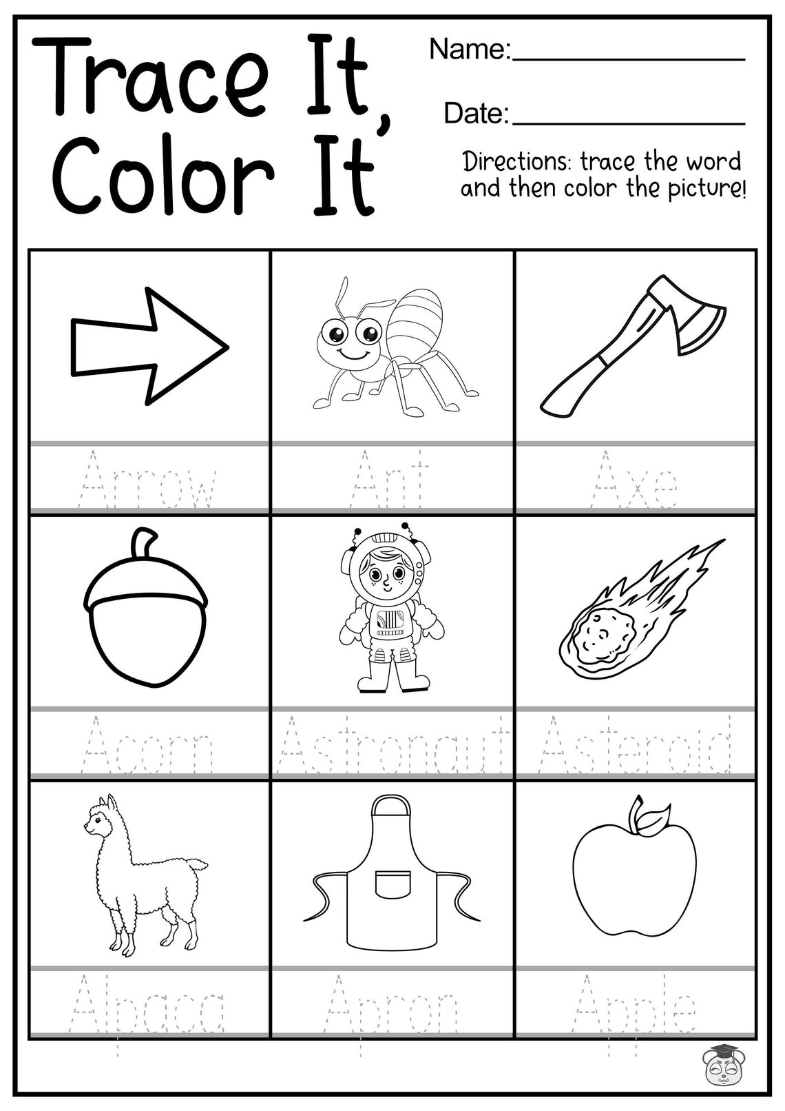 24 Printable Alphabetical Trace & Color English Worksheets! (ages 4 - 7 ...