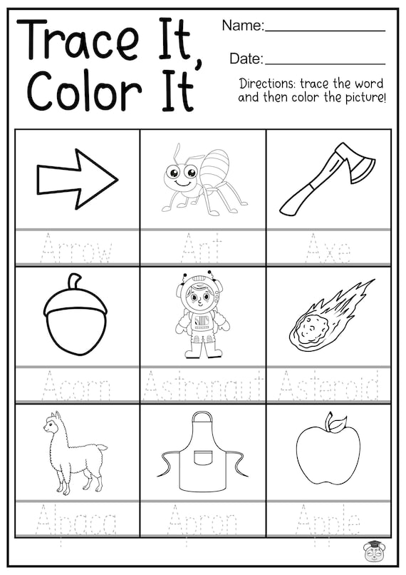 Trace And Color Worksheets