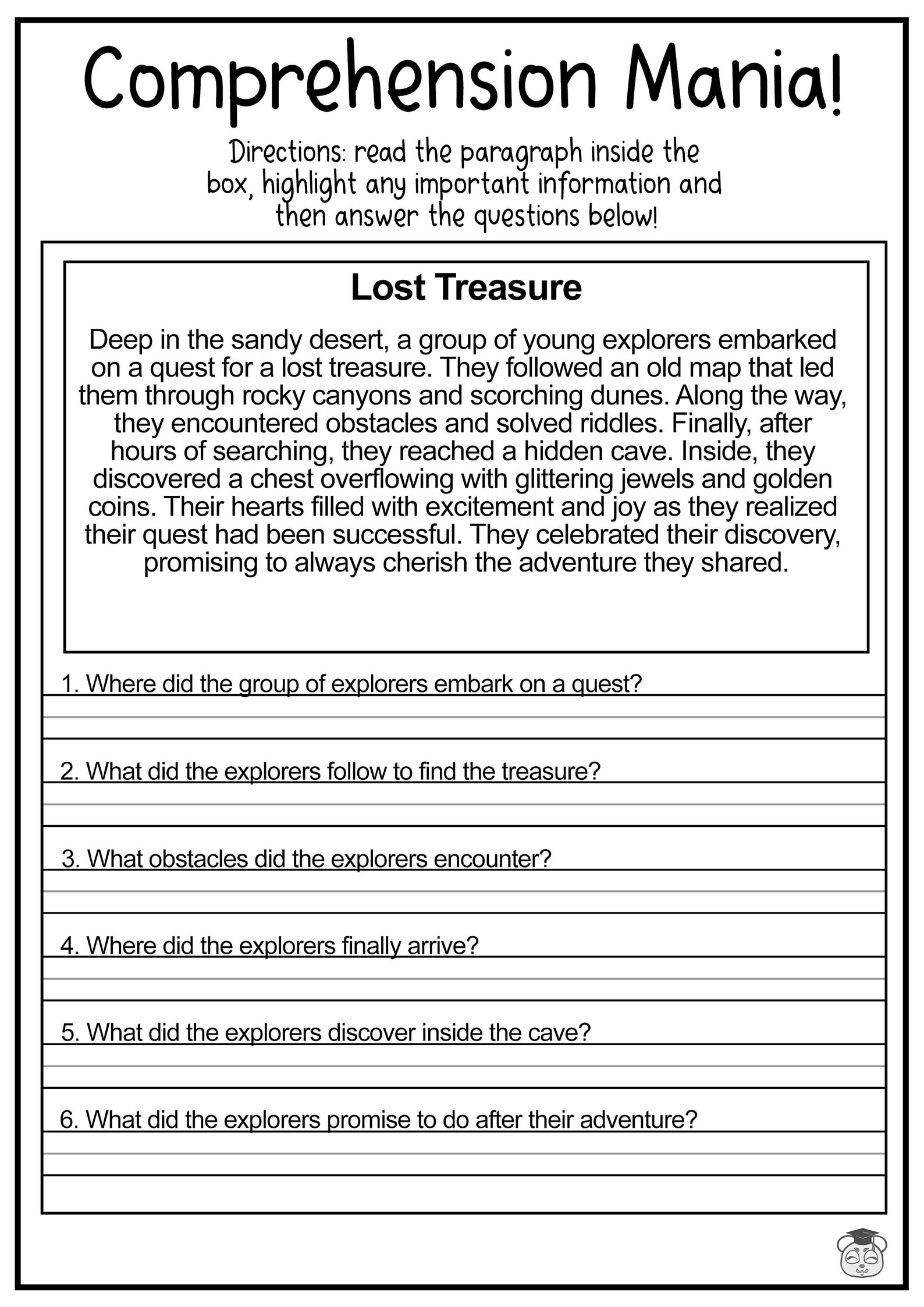 10 Printable Reading Comprehension English Worksheets! Comprehension ...
