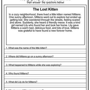 10 Printable Reading Comprehension English Worksheets! Comprehension ...