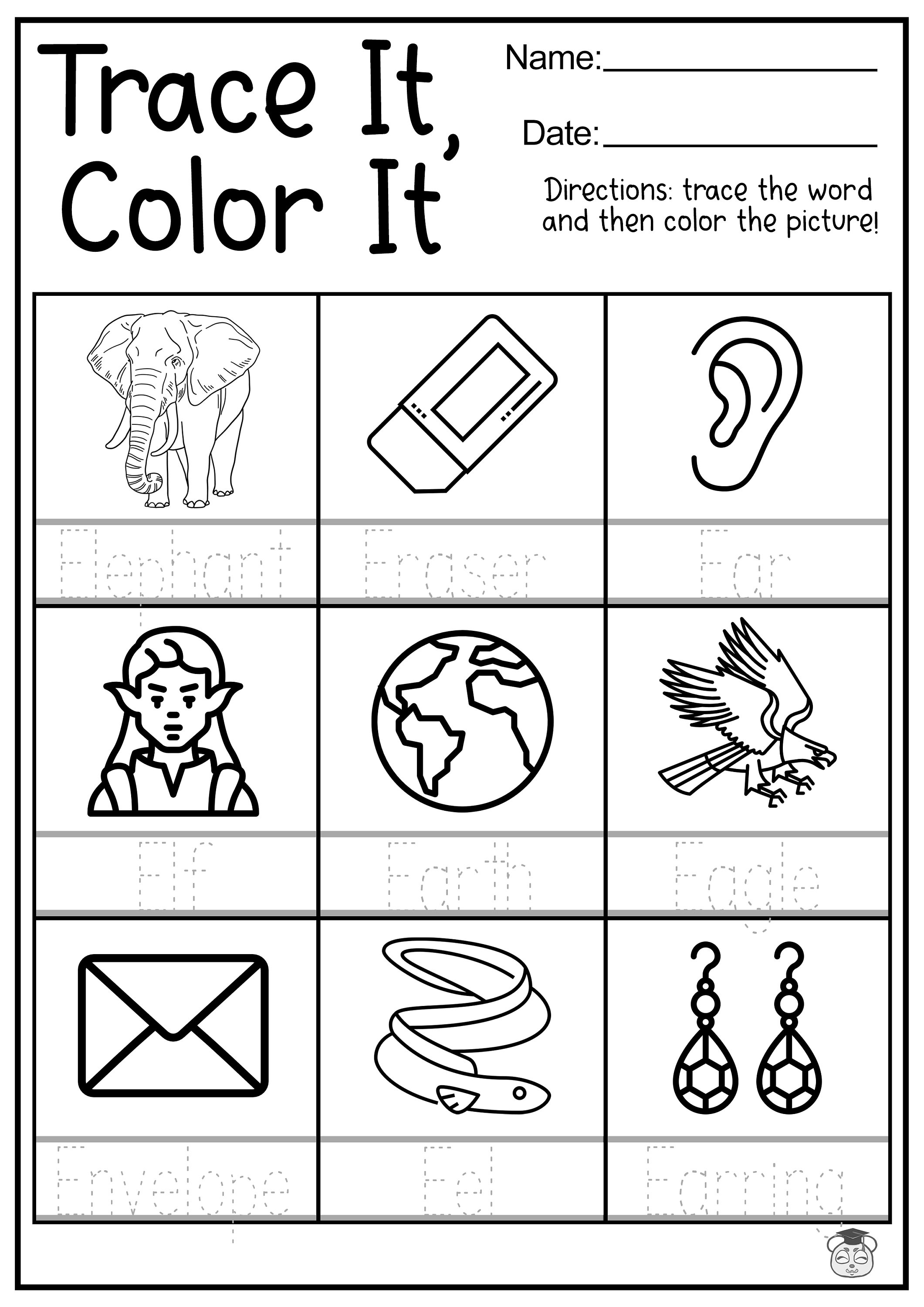 24 Printable Alphabetical Trace & Color English Worksheets! (ages 4 - 7 ...