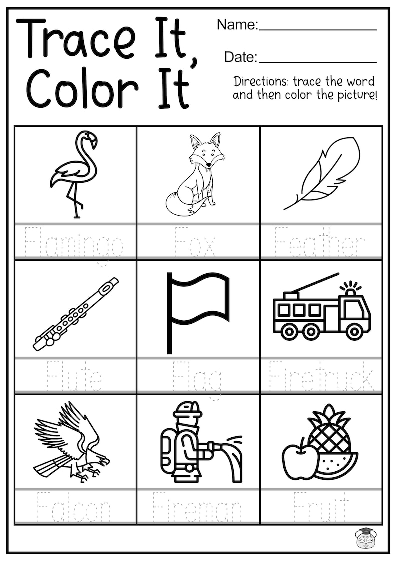 24 Printable Alphabetical Trace & Color English Worksheets! (ages 4 - 7 ...