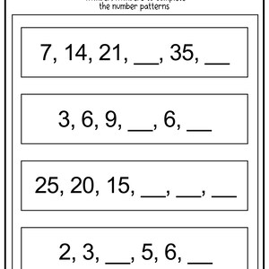7 Printable Number Patterns Math Worksheet! Fill in the Blanks to ...