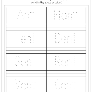 9 Printable Rhyme Word Tracing & Writing Practice Worksheets! Practice ...