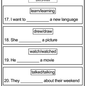 8 Printable Interactive Verb English Worksheets! Fill in the Blank ...