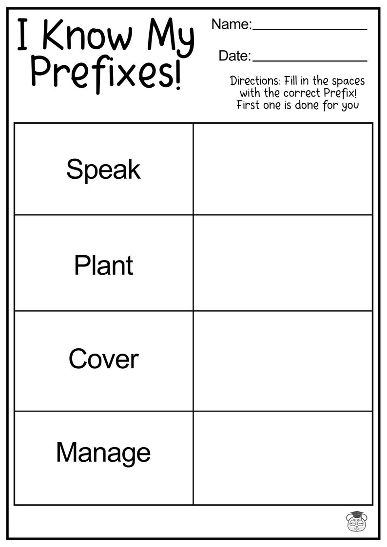 10 Printable Fill in the Prefixes English Worksheets! Boost Vocabulary ...