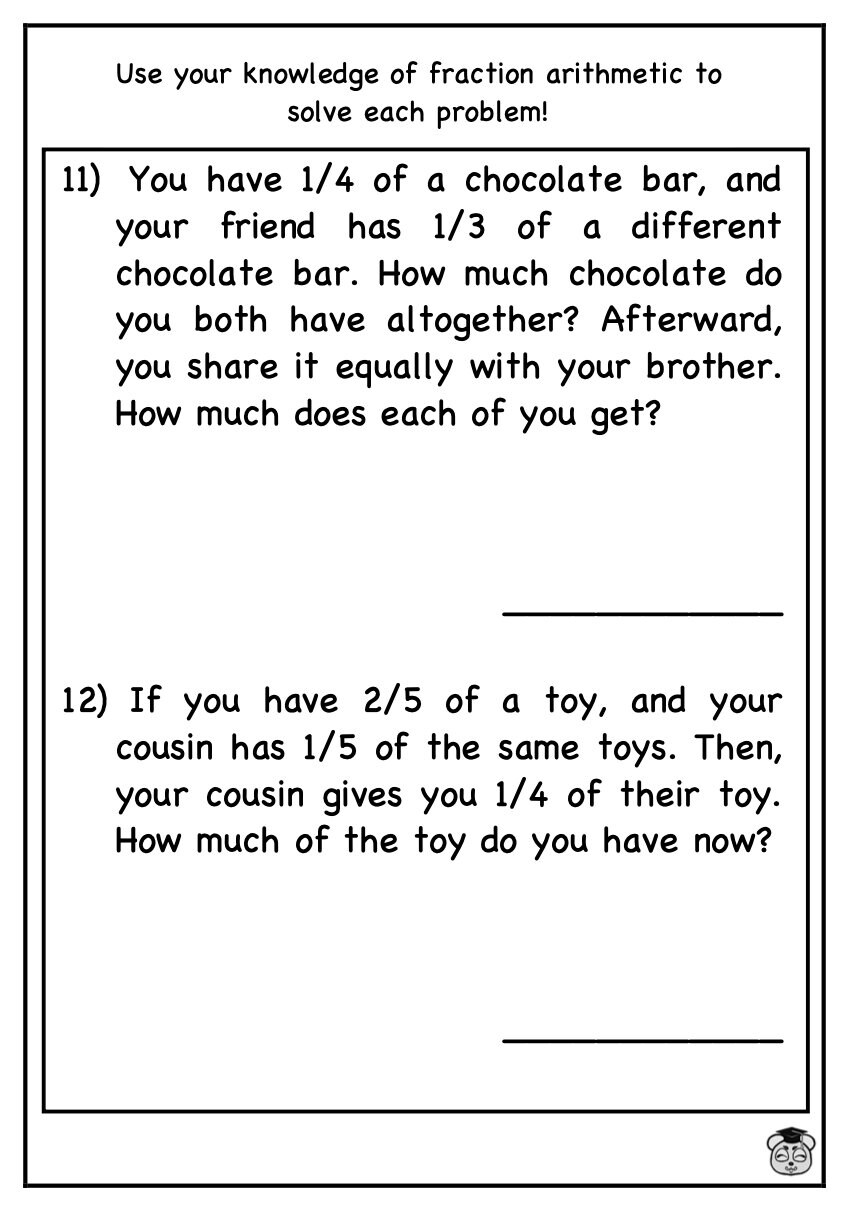 13 Page Printable Fraction Mastery: Solve Multistep Word Problems With ...