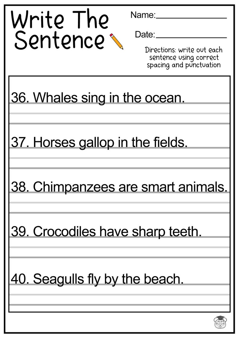 11 Printable Sentence Writing English Worksheets! Improve Reading and ...