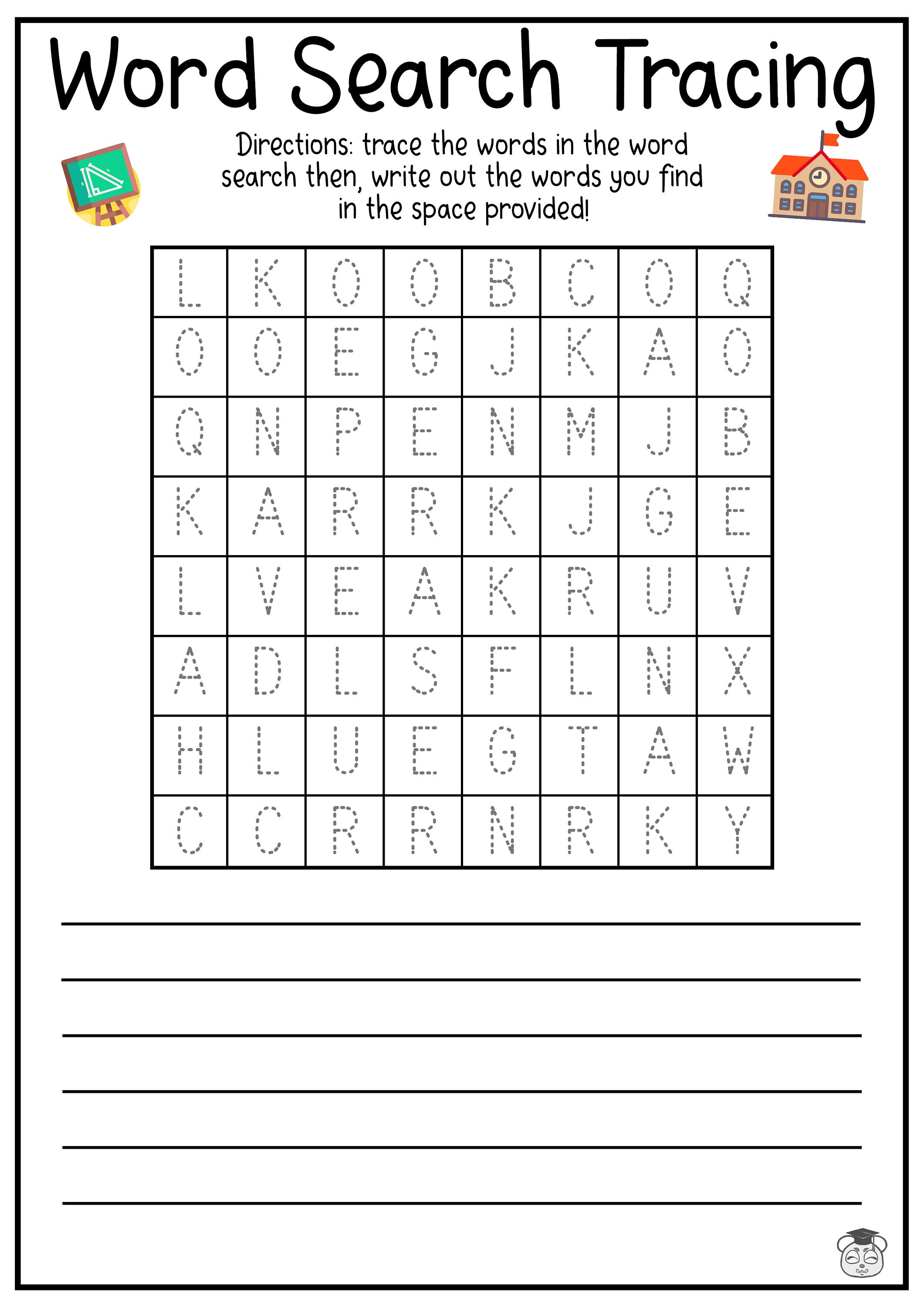 7 Printable Word Search & Trace Writing Practice! Search, Trace and ...