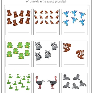 6 Printable Animal Counting Math Worksheets! Children's Counting ...