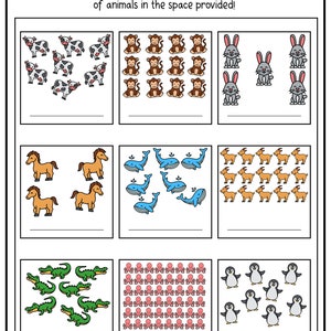6 Printable Animal Counting Math Worksheets! Children's Counting ...